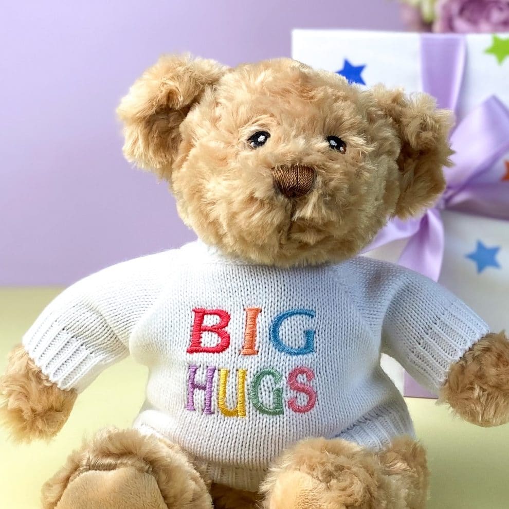 Keeleco recycled small Dougie gift bear soft toy with 'Get Well Soon ...