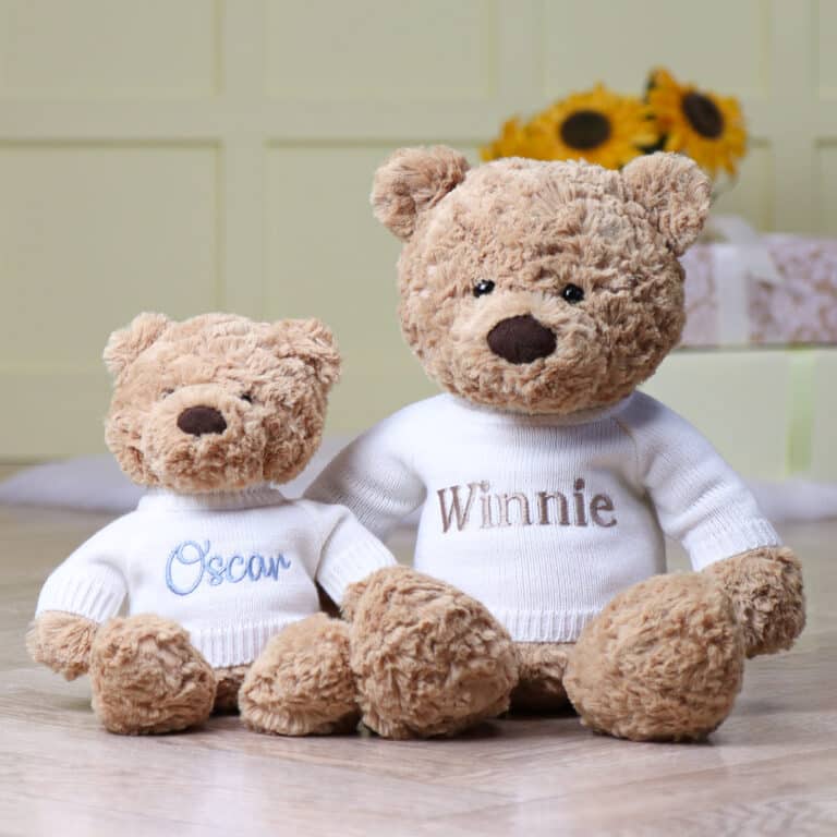 Personalised Jellycat bumbly bear twinning teddies set small and medium