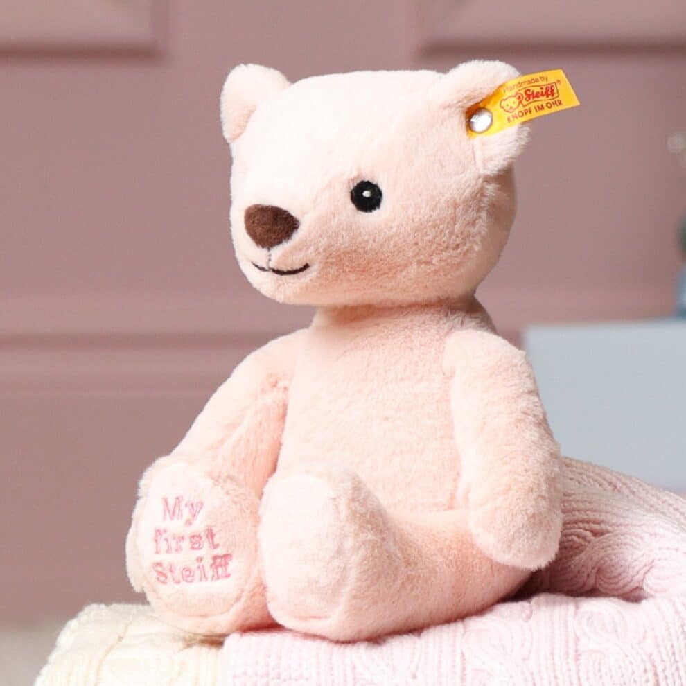 Personalised My First Steiff cuddly friends teddy bear pink soft toy