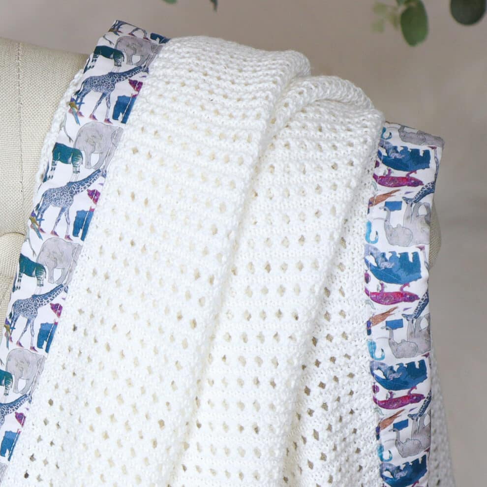 Hollyz personalised Liberty blue print trim cotton baby blanket | That ...