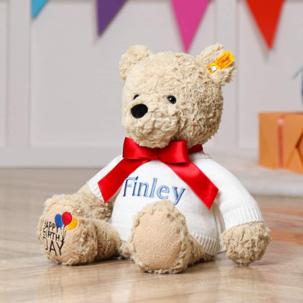 Personalised Steiff Jimmy happy birthday teddy bear | That's mine